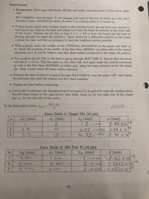 Solved 10 Diffraction and Interference Introduction The | Chegg.com
