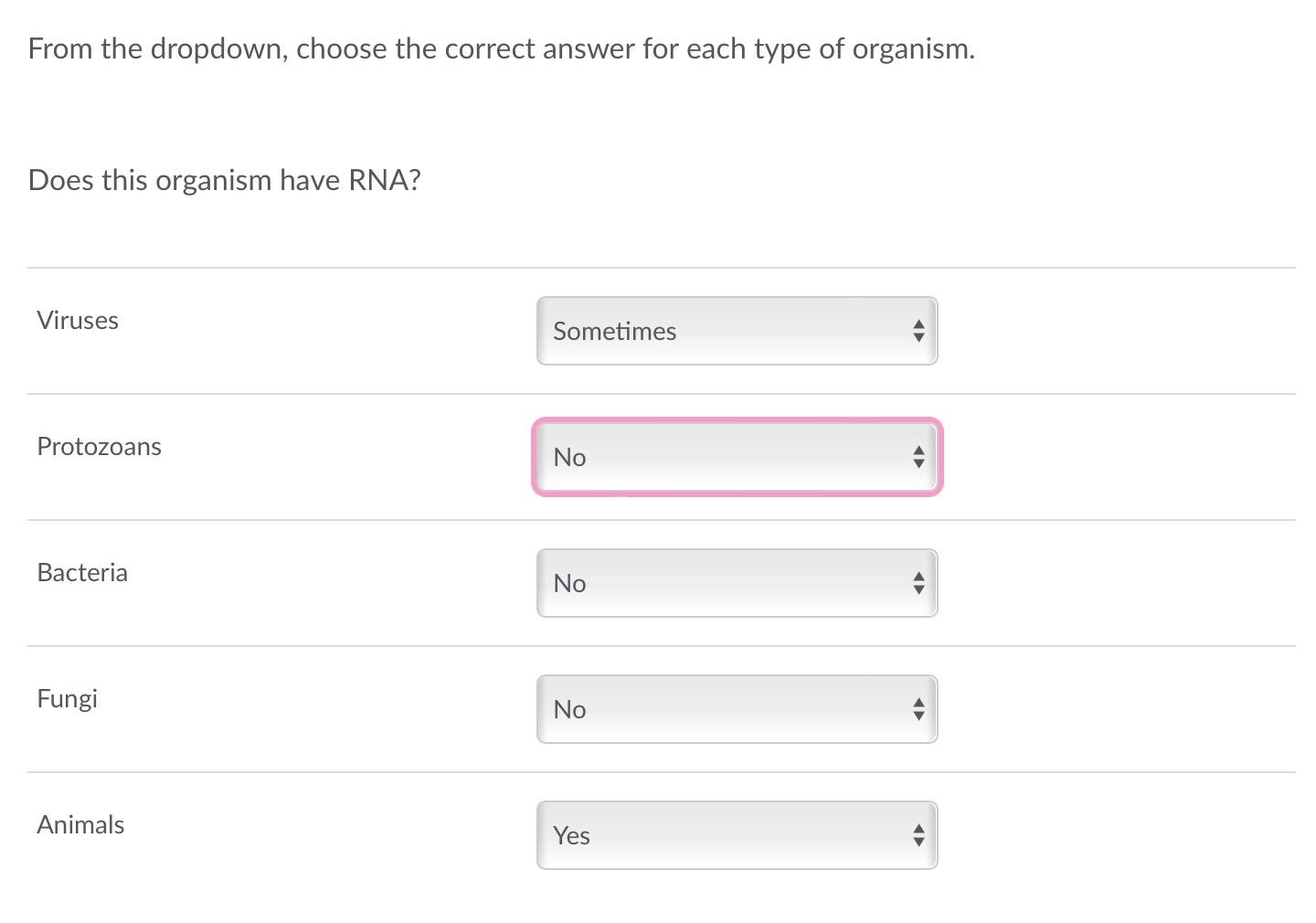 Solved From the dropdown, choose the correct answer for each | Chegg.com