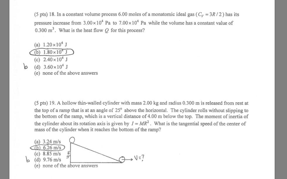 Solved (5 pts) 18. In a constant volume process 6.00 moles | Chegg.com