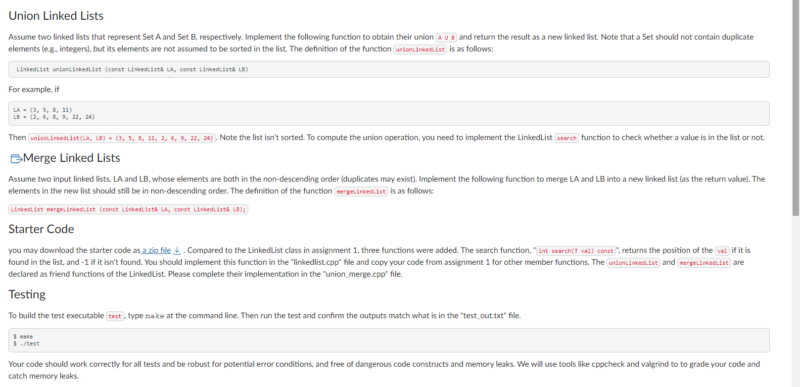 Solved linkedlist.h instructions/*** @brief The | Chegg.com