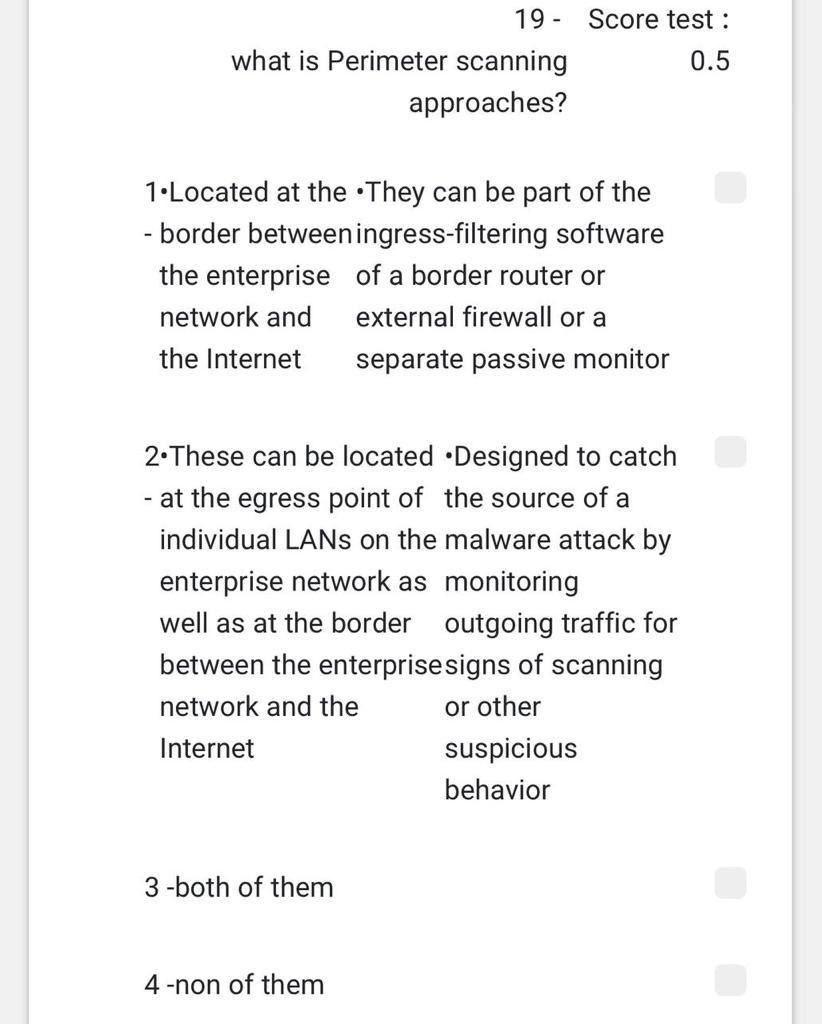 Solved 19- Score test: what is Perimeter scanning 0.5 | Chegg.com