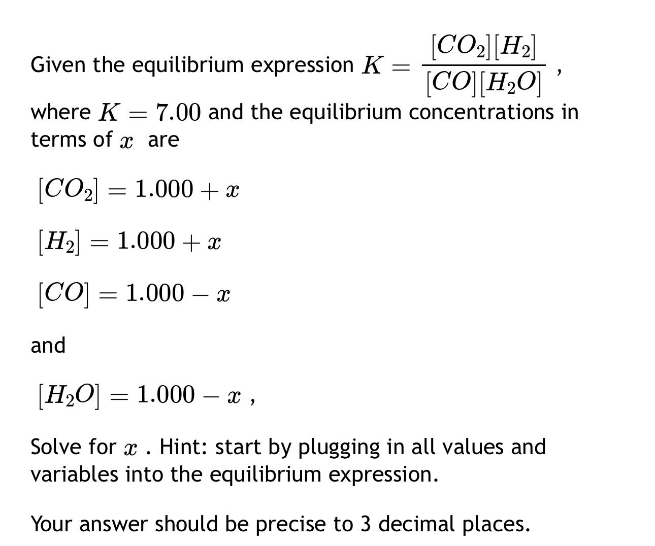 Solved Given the equilibrium expression | Chegg.com