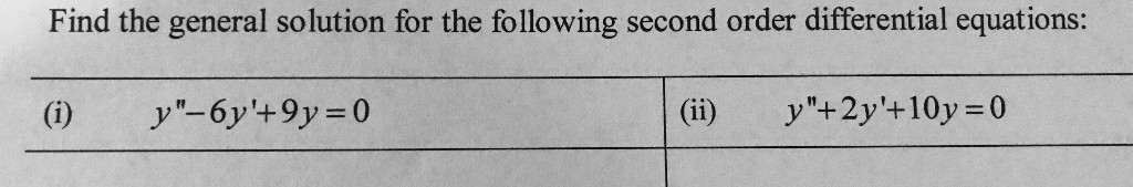 Solved Find the general solution for the following second | Chegg.com