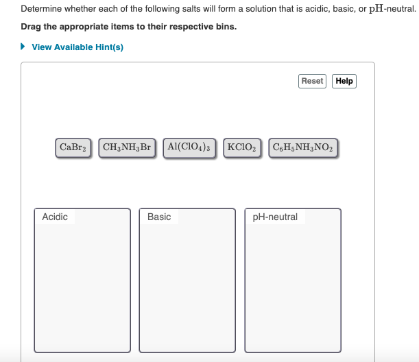 Solved Determine whether each of the following salts will | Chegg.com