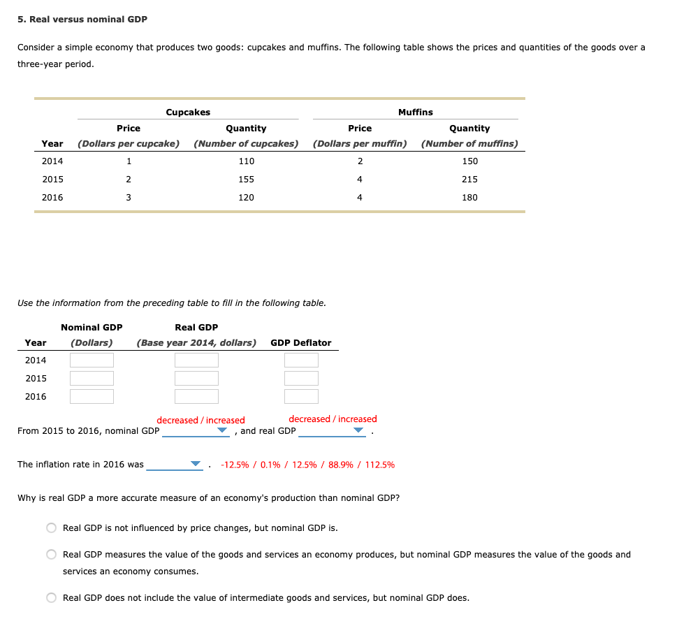 Solved 5. Real versus nominal GDP Consider a simple economy | Chegg.com