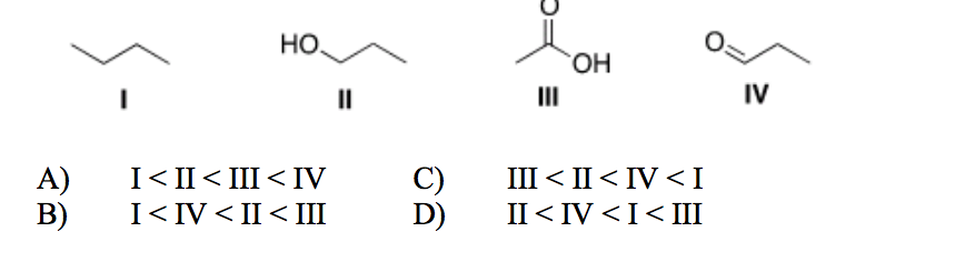 Solved Arrange the following compounds in order of | Chegg.com