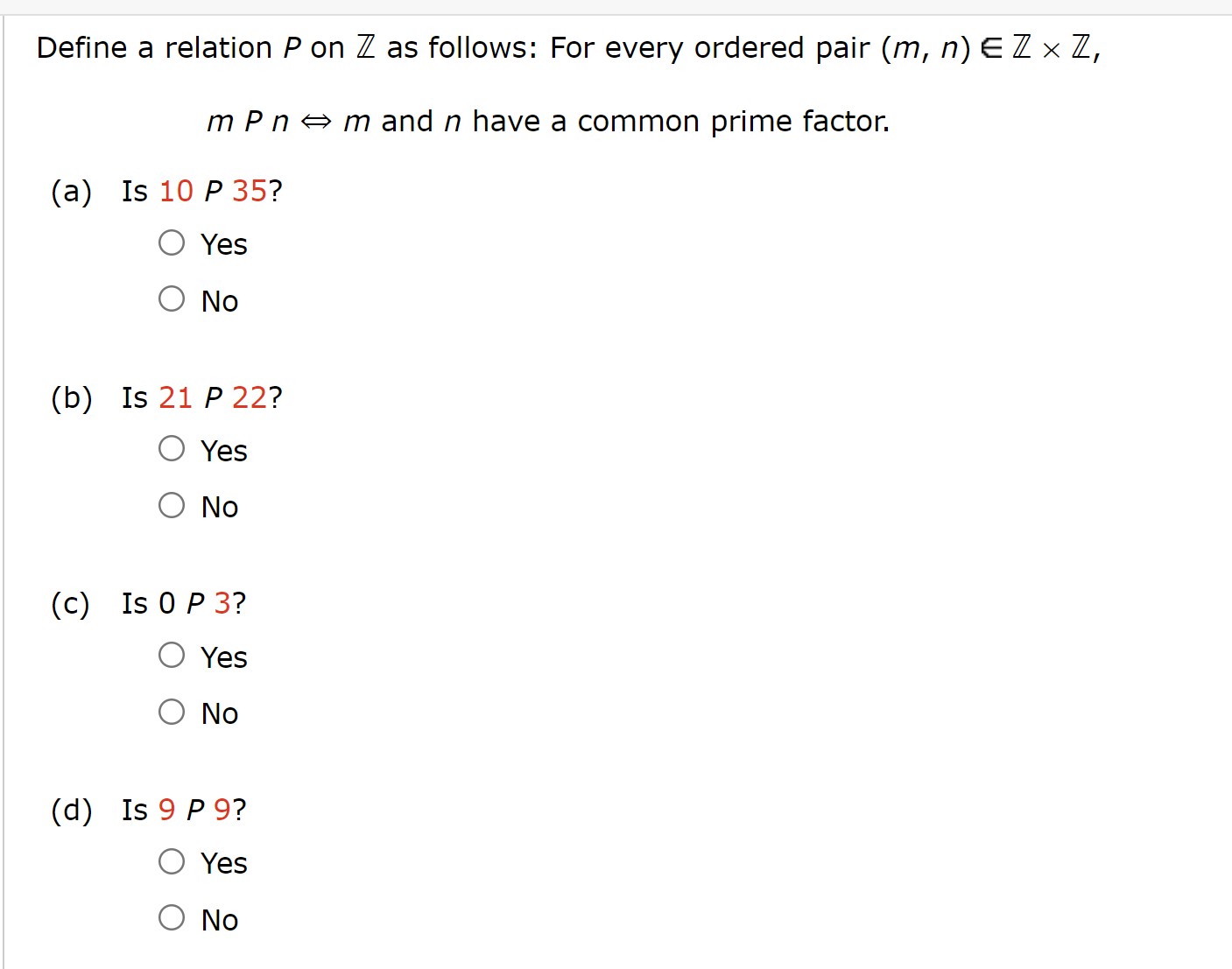 Solved Define a relation P on Z as follows: For every | Chegg.com