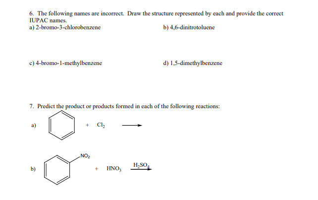 Solved 6. The following names are incorrect. Draw the | Chegg.com