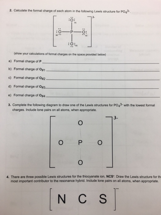 Solved 2. Calculate the formal charge of each atom in the | Chegg.com