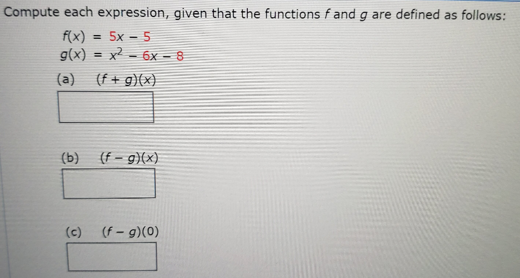 Solved Compute each expression, given that the functions | Chegg.com