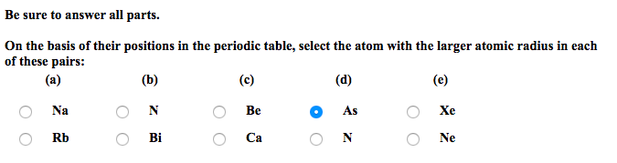 Solved Be sure to answer all parts. On the basis of their | Chegg.com