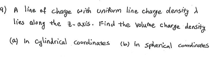 Solved 1) A line of charge with uniform line charge density | Chegg.com