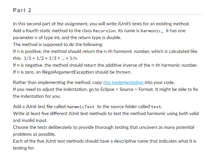 Solved Part 1 Create a new Java project called | Chegg.com