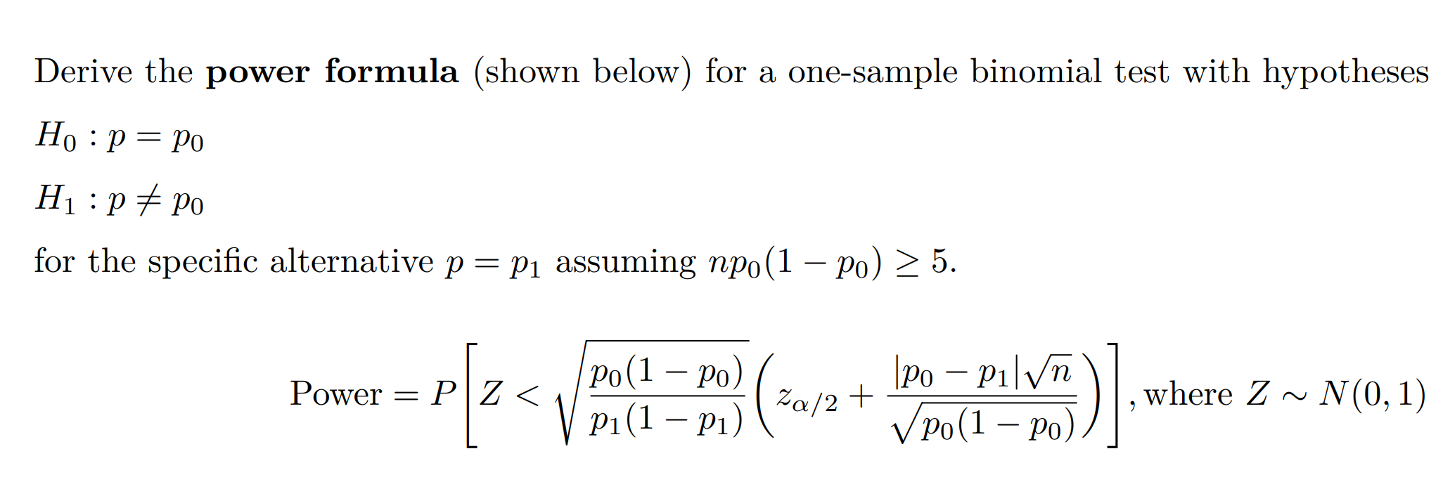 Derive the power formula (shown below) for a | Chegg.com