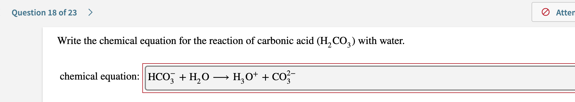 Solved Question 18 of 23 > Ø Atter Write the chemical | Chegg.com