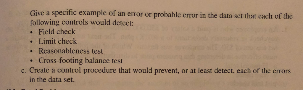 Solved Give a specific example of an error or probable error | Chegg.com