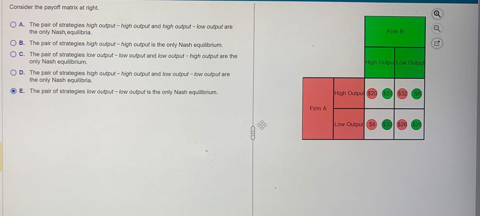 Solved Consider the payoff matrix at right. A. The pair of | Chegg.com