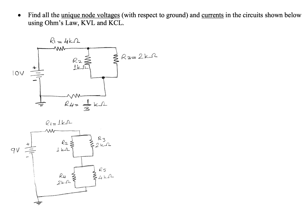 Solved - Find all the unique node voltages (with respect to | Chegg.com