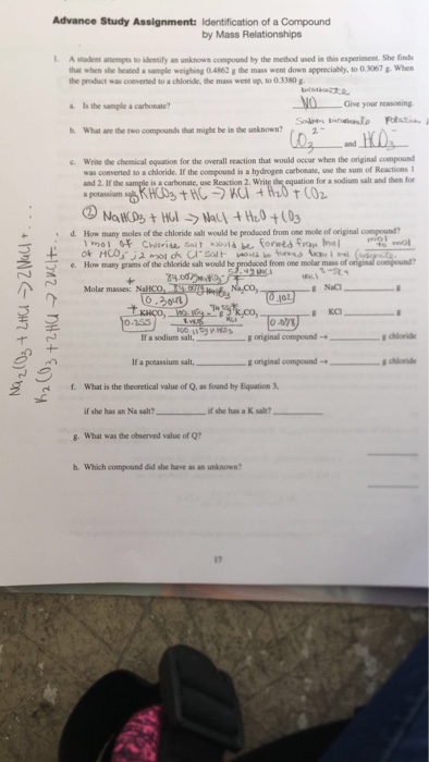 Advance Study Assignment: Identification of a | Chegg.com