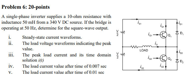 Solved ܕܙia NIK AD Problem 6: 20-points A single-phase | Chegg.com