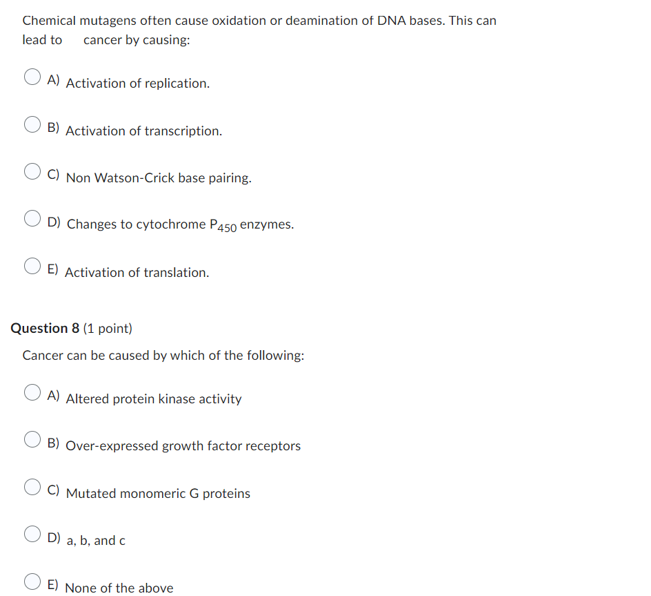 Solved Q.7 Chemical mutagens often cause oxidation or | Chegg.com