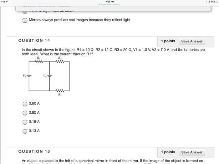 Solved In the circuit shown in the figure, R1 = 10 ohm, R2 = | Chegg.com