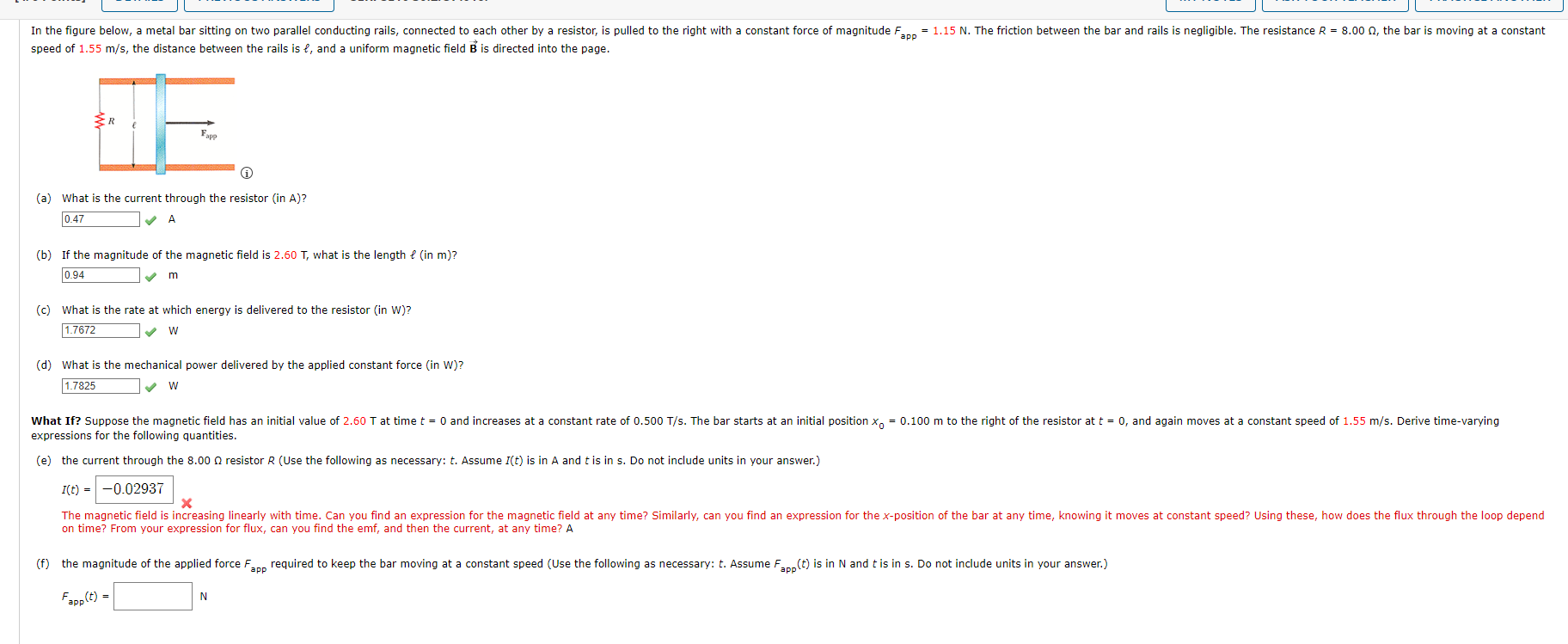 Solved speed of 1.55 m/s, the distance between the rails is | Chegg.com
