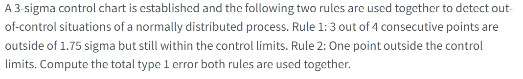 Solved A 3-sigma control chart is established and the | Chegg.com