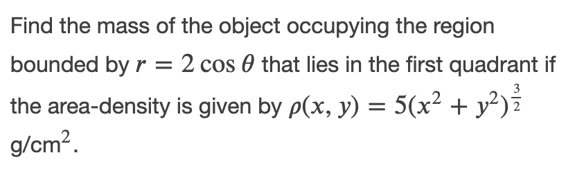 Solved Find the mass of the object occupying the region | Chegg.com