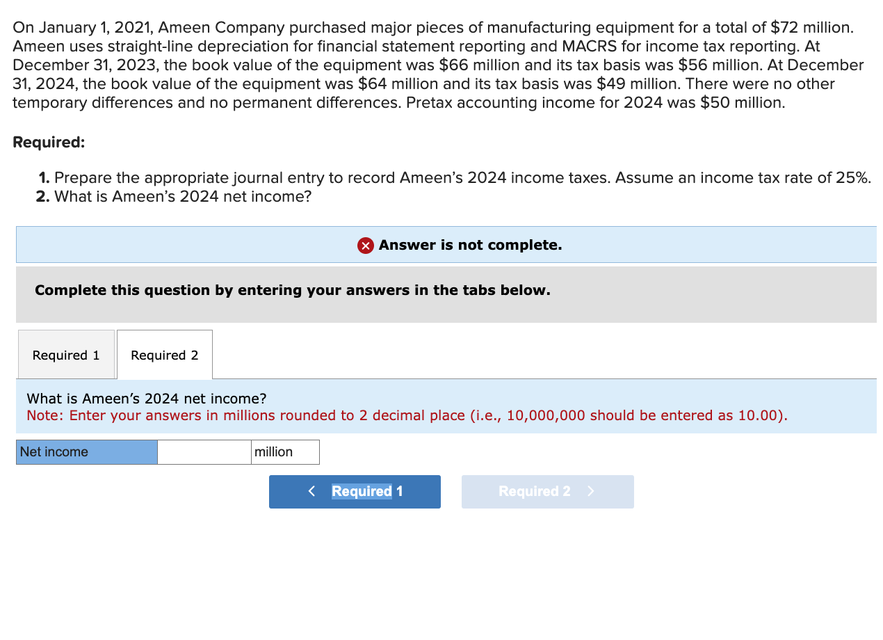 Solved On January 1, 2021, Ameen Company purchased major | Chegg.com