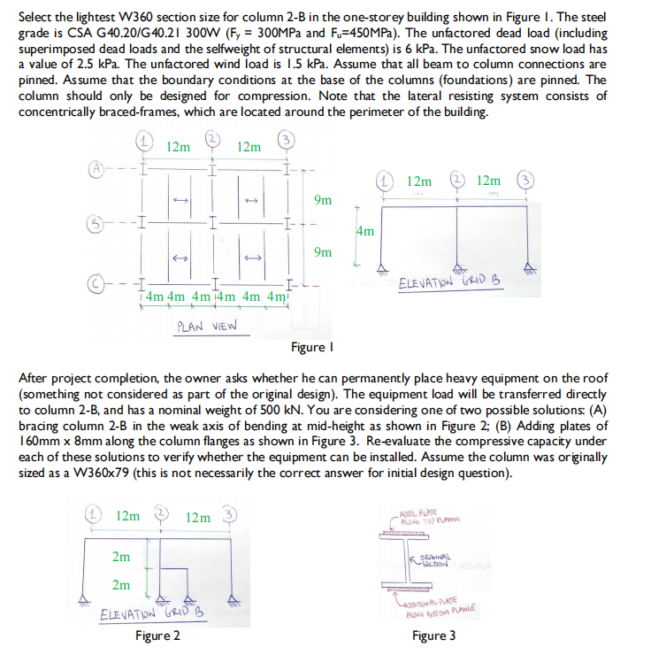Solved Select the lightest W360 section size for column 2−B | Chegg.com