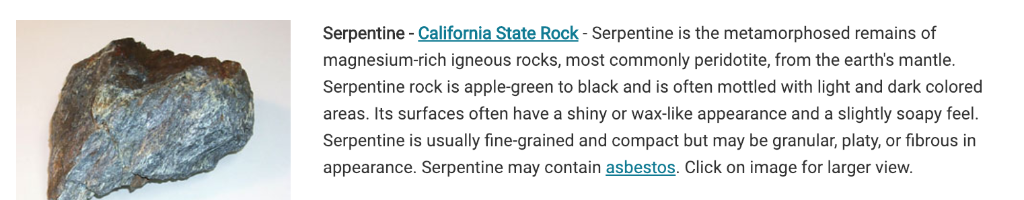 Solved Serpentinite is California's state rock. It is | Chegg.com