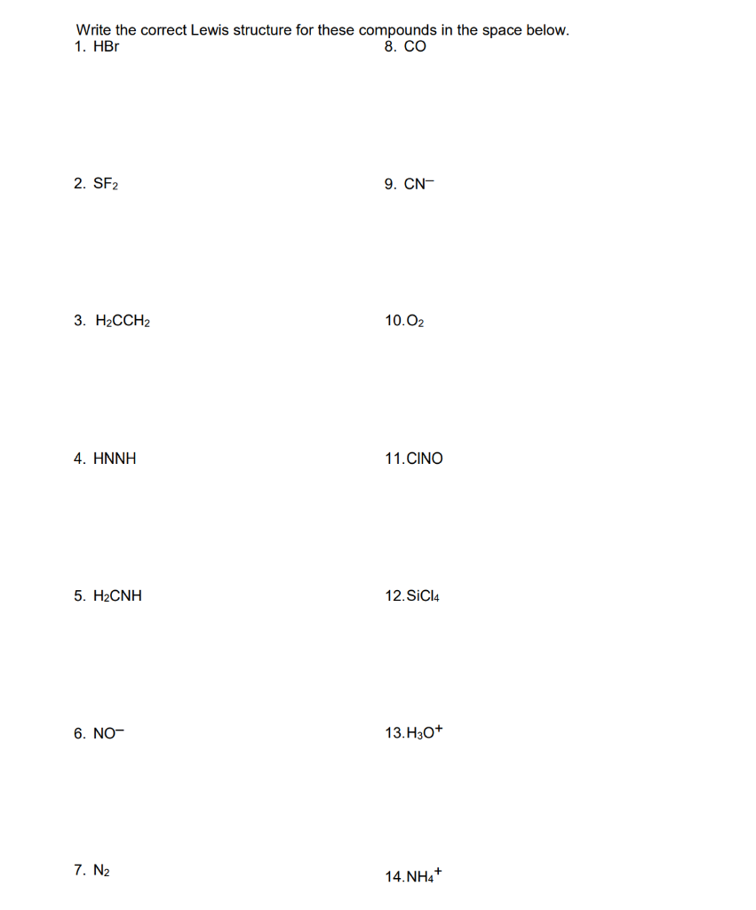 Solved Write the correct Lewis structure for these compounds | Chegg.com