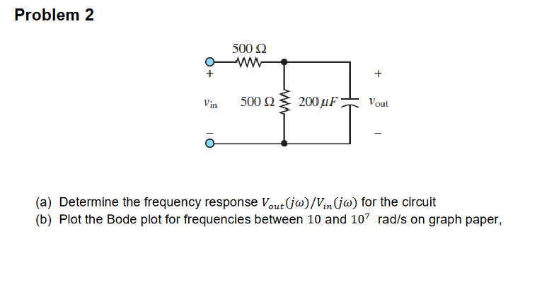 Solved Problem 2 (a) Determine the frequency response Vout | Chegg.com