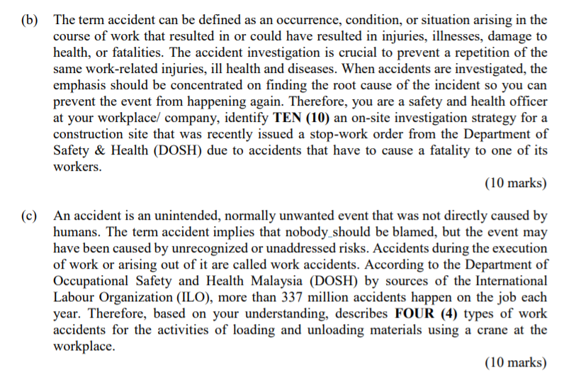 (b) The term accident can be defined as an | Chegg.com