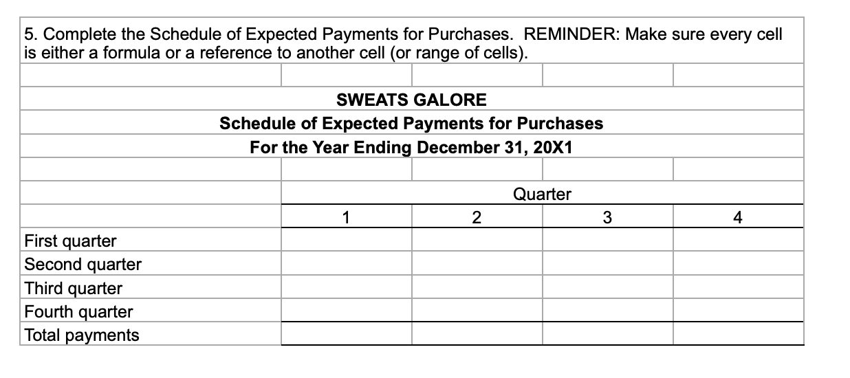 Solved 5. Complete the Schedule of Expected Payments for | Chegg.com