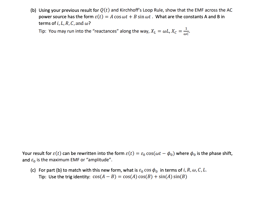 Solved [ac Rlc Circuit] The Circuit Below Shows A Standard