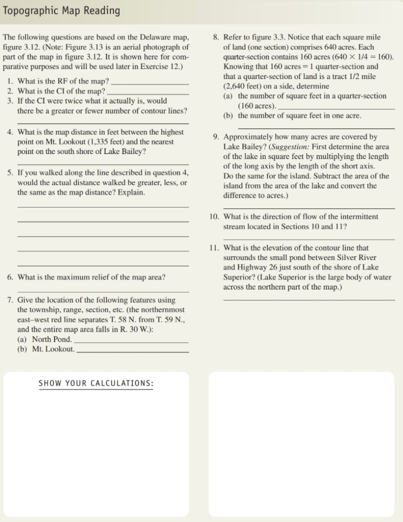 Solved Topographic Map Reading The following questions are | Chegg.com