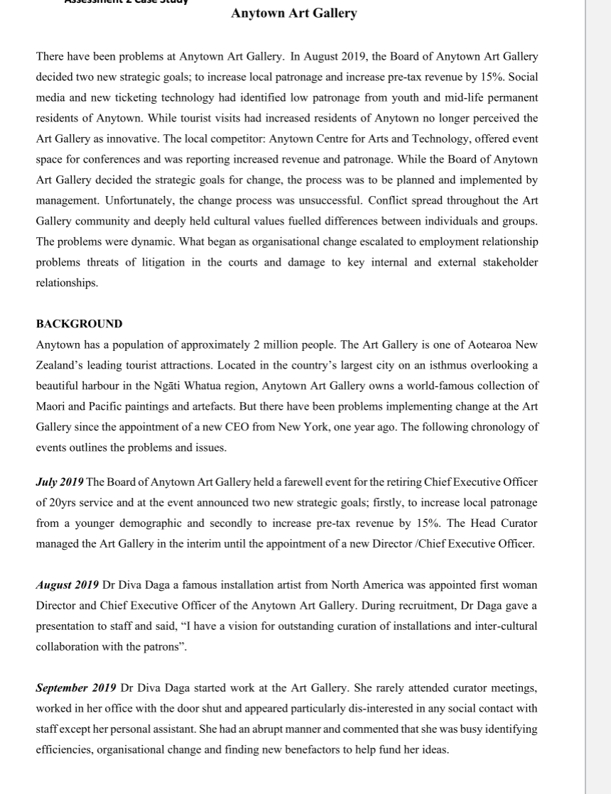 Solved Anytown Art Gallery There have been problems at | Chegg.com