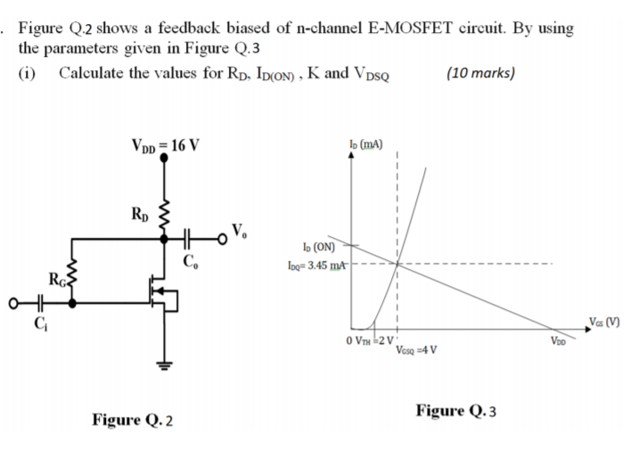 Solved Figure Q.2 shows a feedback biased of n-channel | Chegg.com Solved Figure Q.2 shows a feedback biased of n-channel | Chegg.com