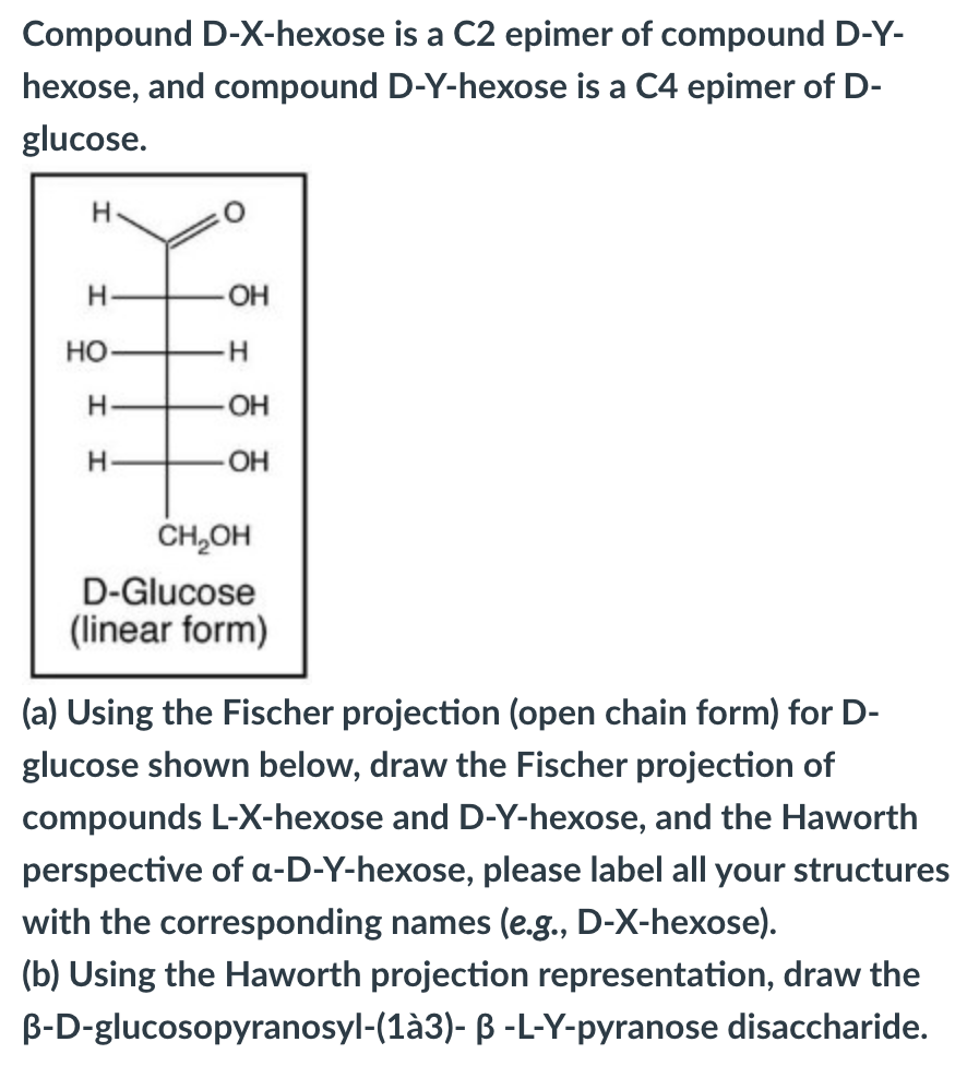 Solved Compound D-X-hexose is a C2 epimer of compound D-Y- | Chegg.com