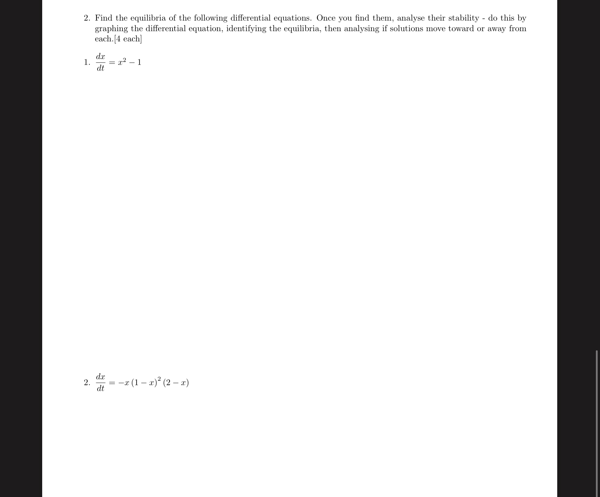 Solved Find the equilibria of the following differential | Chegg.com
