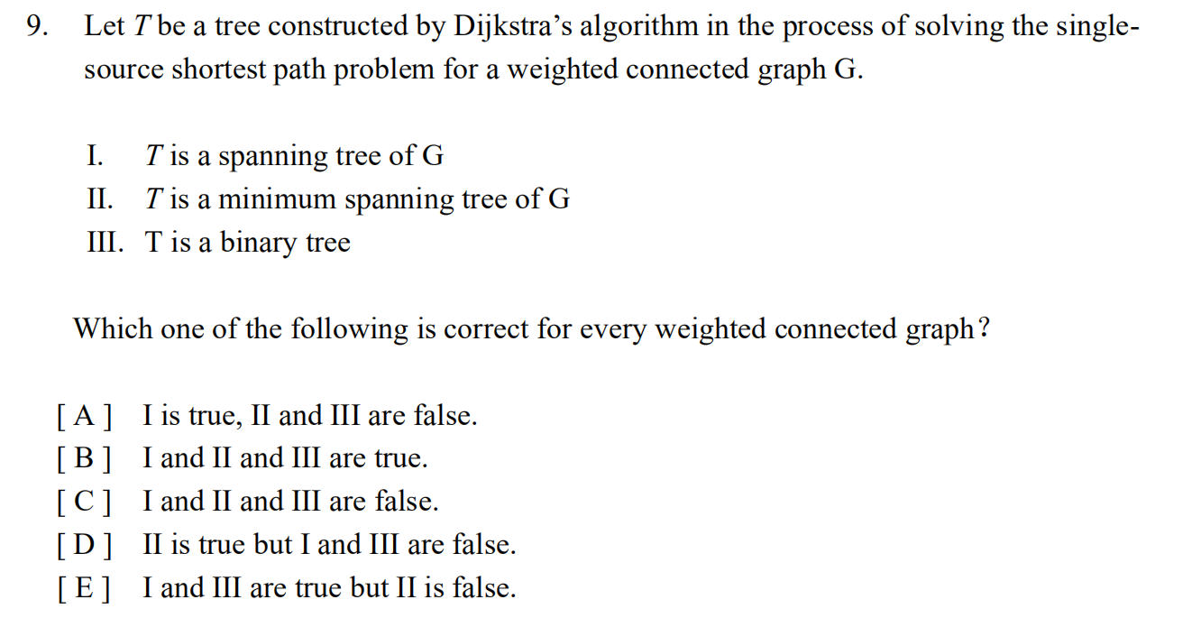 Solved 9. Let T' be a tree constructed by Dijkstra's | Chegg.com