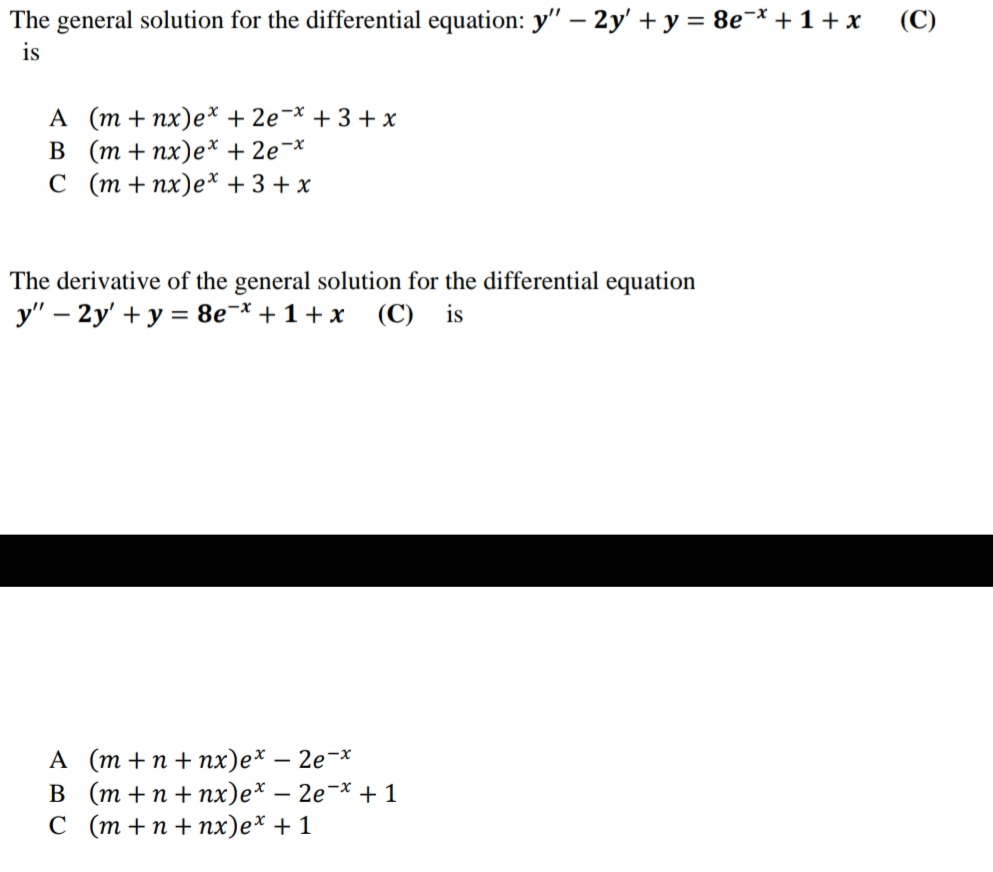 Solved The general solution for the differential equation: | Chegg.com