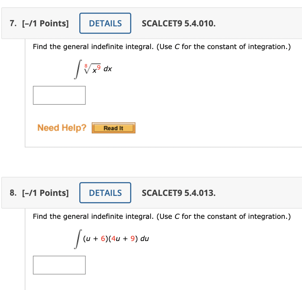 Solved Evaluate the definite integral. -11 Points] SCALCET9 | Chegg.com