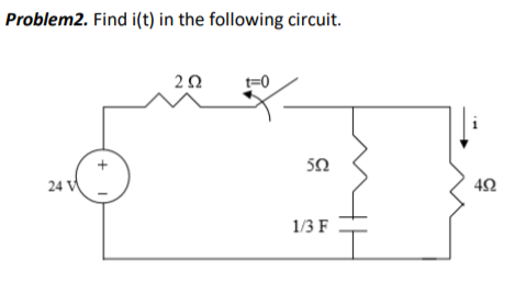 Solved Problem2. Find i(t) in the following circuit. 2 Ω t= | Chegg.com