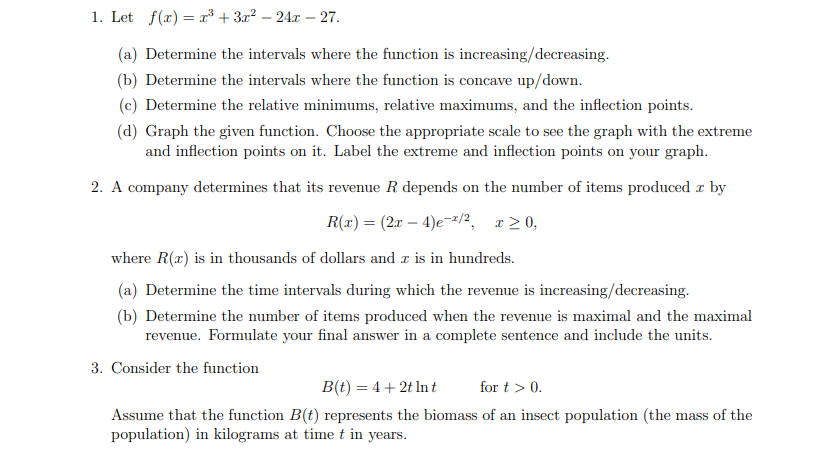 Solved 1. Let f(x)=x3+3x2−24x−27. (a) Determine the | Chegg.com