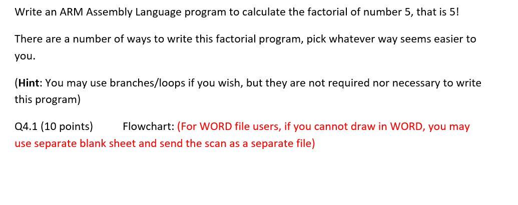 Solved Write an ARM Assembly Language program to calculate | Chegg.com