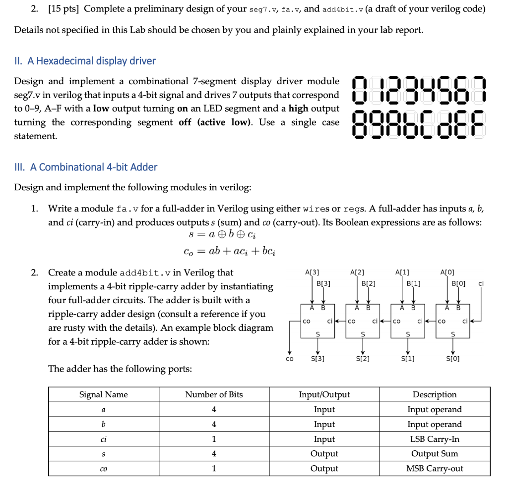 Solved 2. [15 pts] Complete a preliminary design of your | Chegg.com