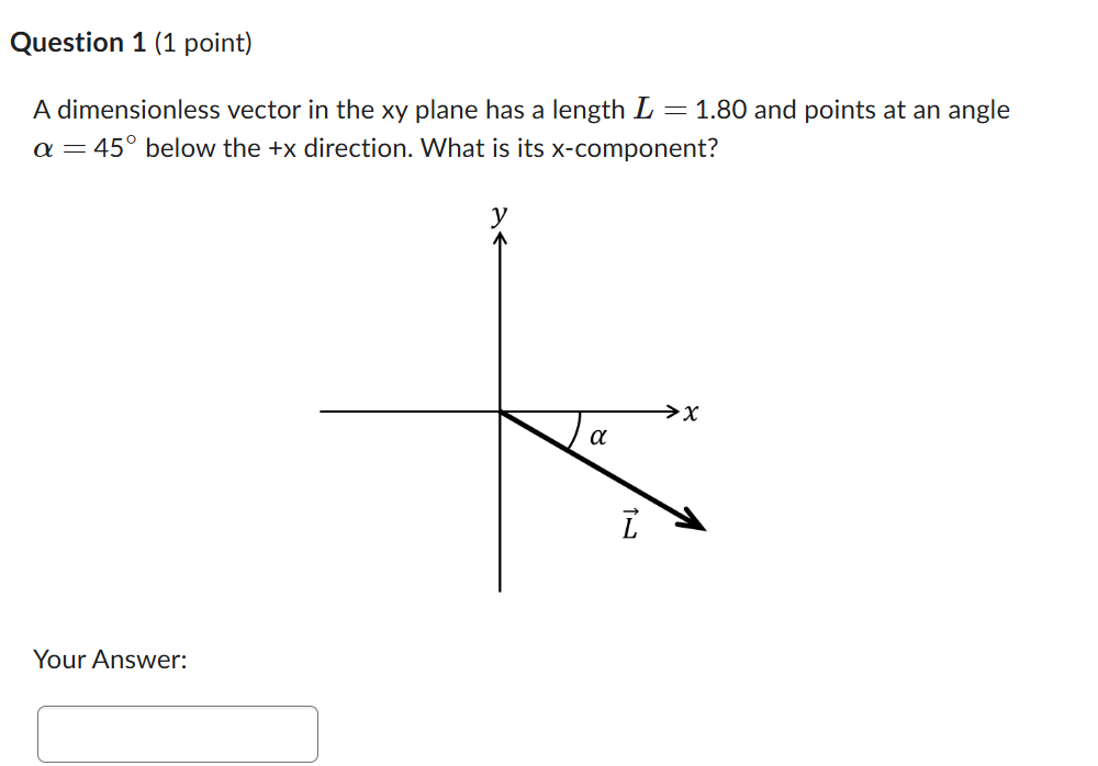 Solved Question 1 (1 ﻿point)A dimensionless vector in the xy | Chegg.com